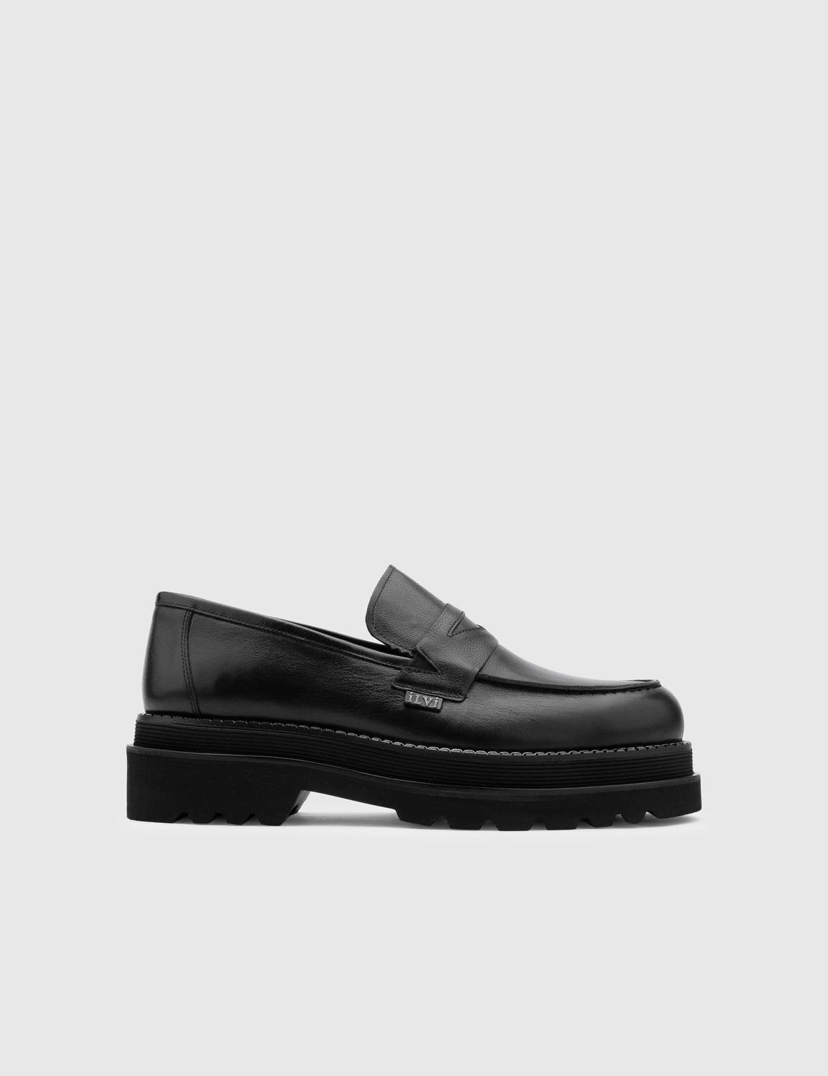 Arve Black Leather Men's Loafer - İLVİ