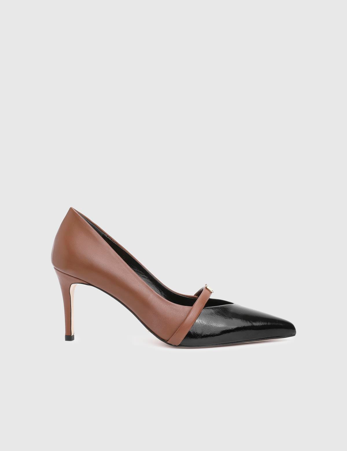 Charo Brown Leather Women's Pump - İLVİ