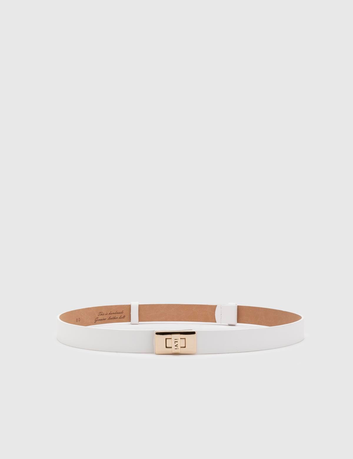 Dickson White Leather Women's Belt - İLVİ